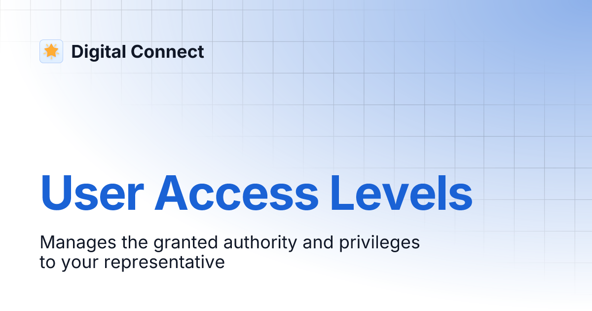 User Access Levels | Digital Connect